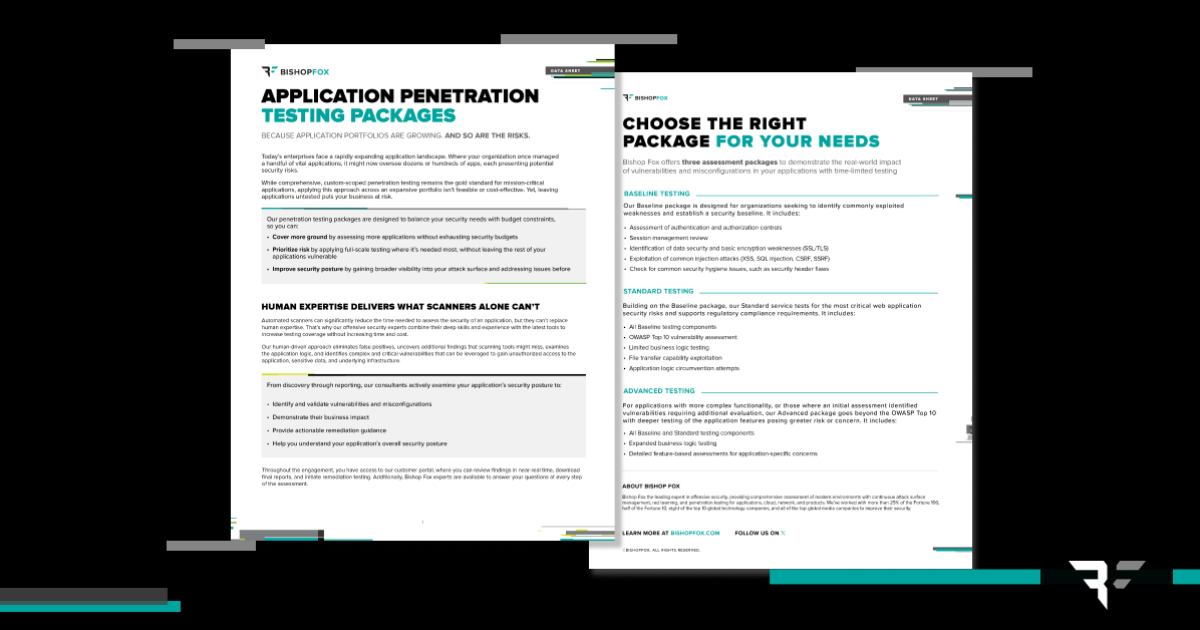 Application Penetration Testing Packages Datasheet | Bishop Fox